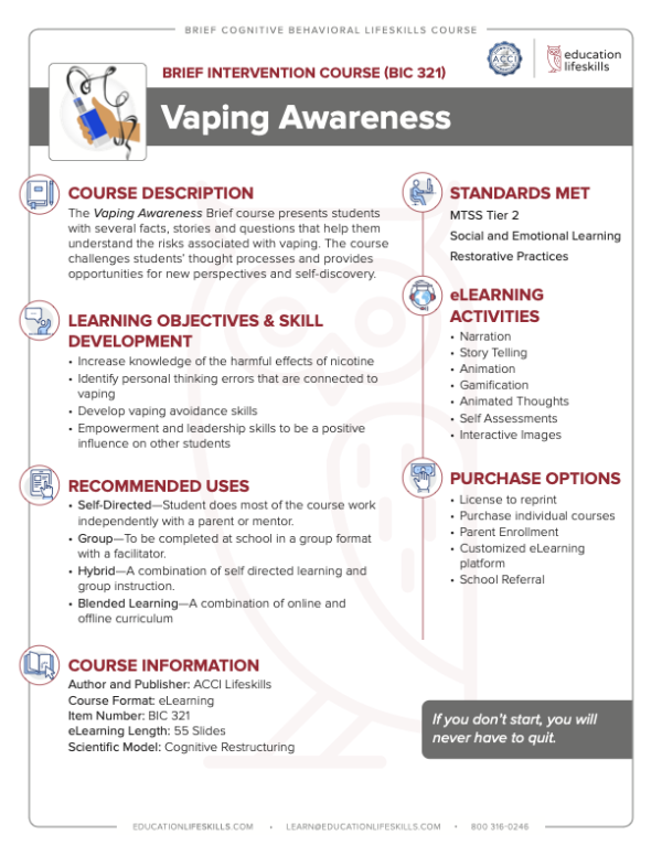 Brief Vaping Awareness | Education Lifeskills